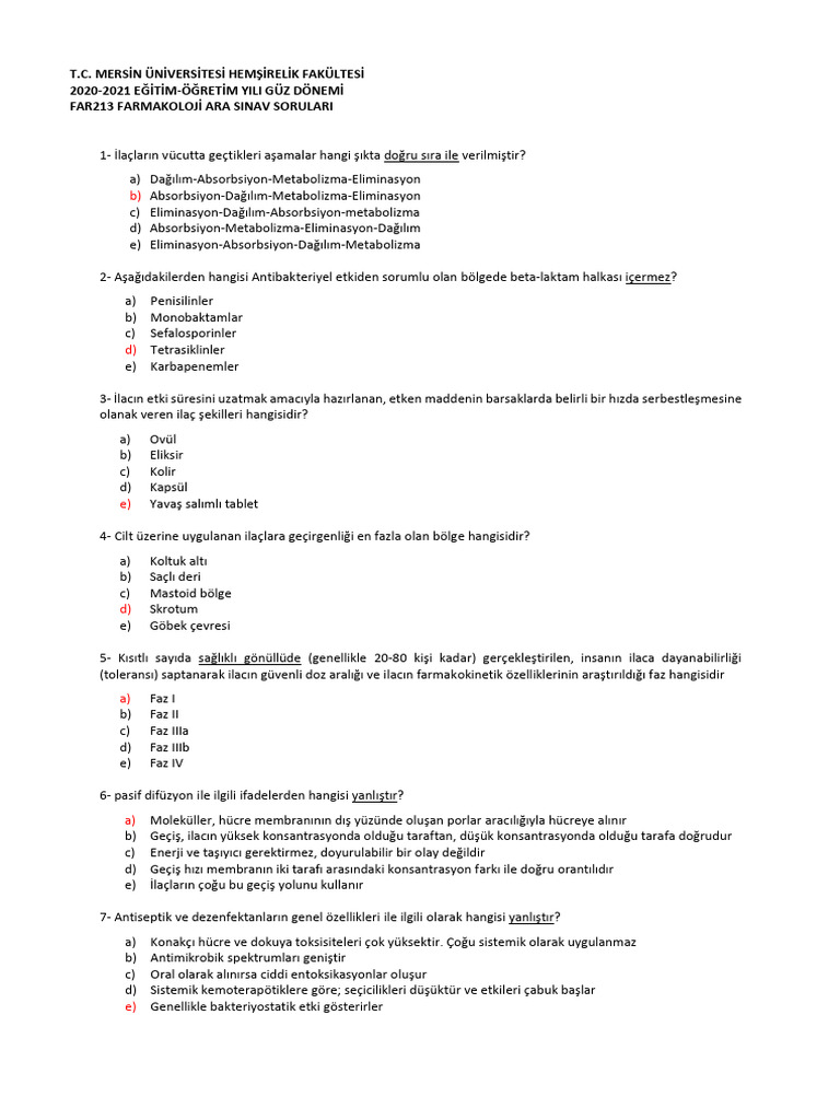 Farma 2020-2021 Vize | PDF