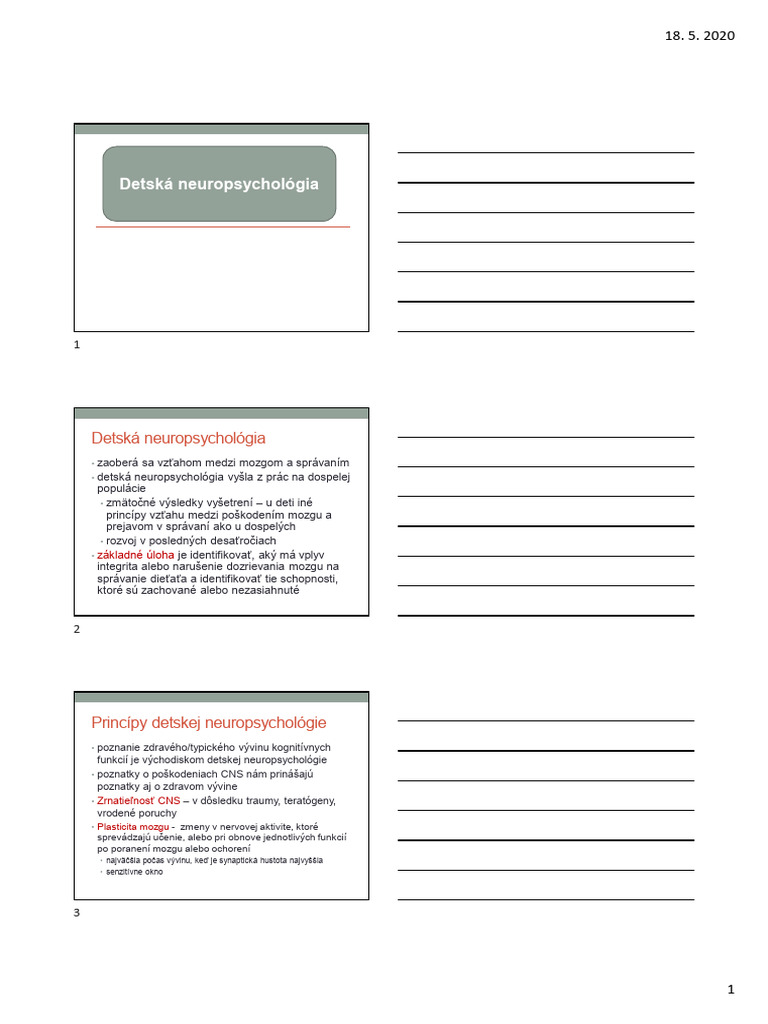 Detská Neuropsychológia - Podklady | PDF