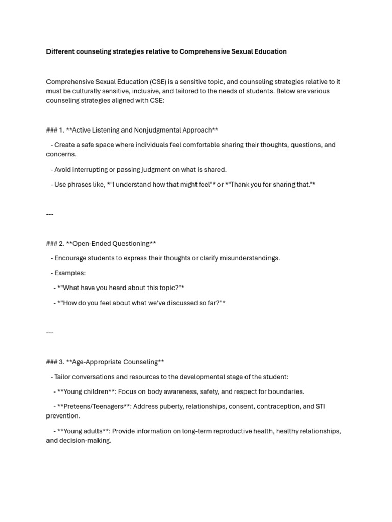 Cse Counseling Pdf Sex Education Social Psychology