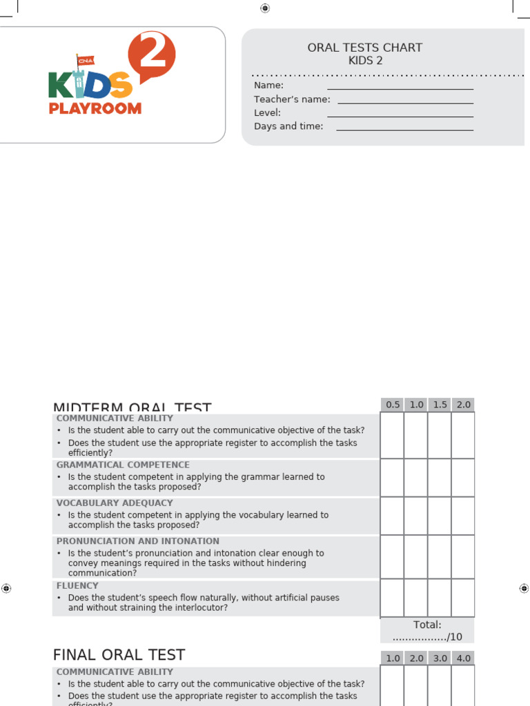 Kids 2 Oral Charges | PDF | Vocabulary | Fluency