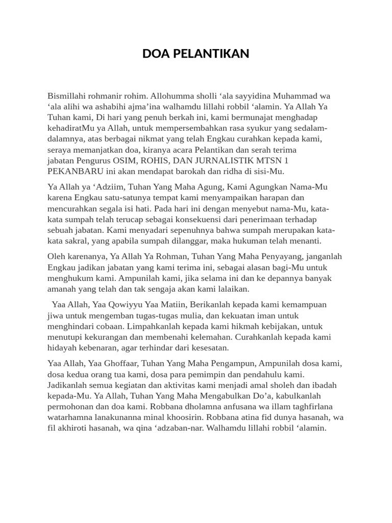 Doa Pelantikan | PDF