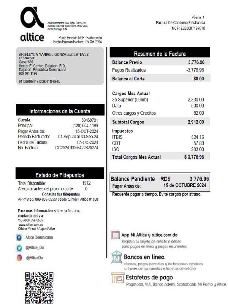 Factura Altice 1 | PDF