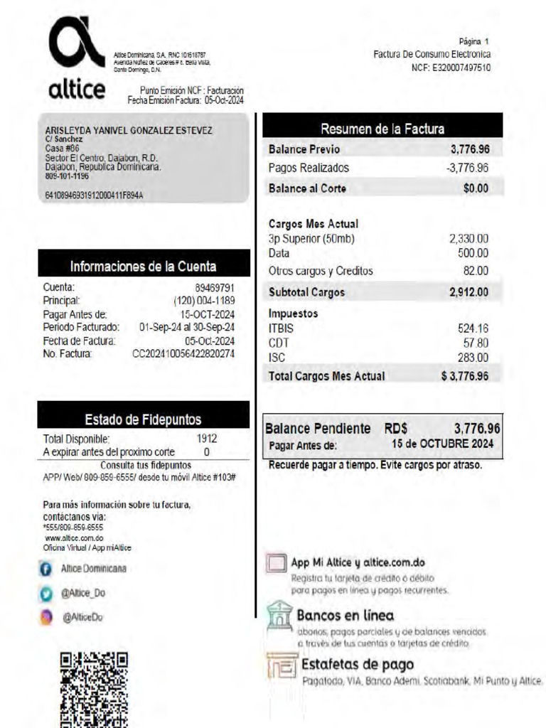 Factura Altice 2 | PDF