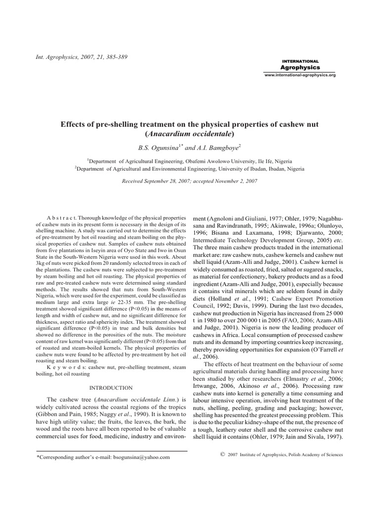 Effects of Pre Shelling Treatment o | PDF | Foods | Edible Nuts And Seeds