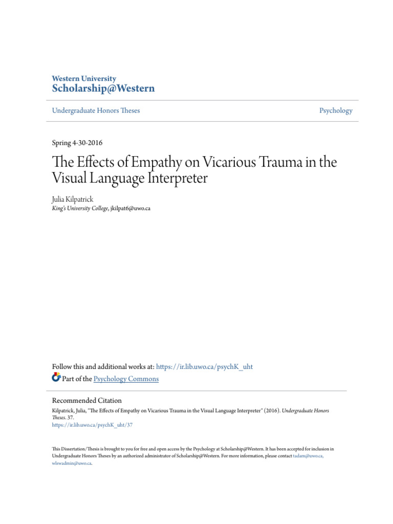 Kilpatrick, Julia The Effects of Empathy On Vicarious Trauma in The ...