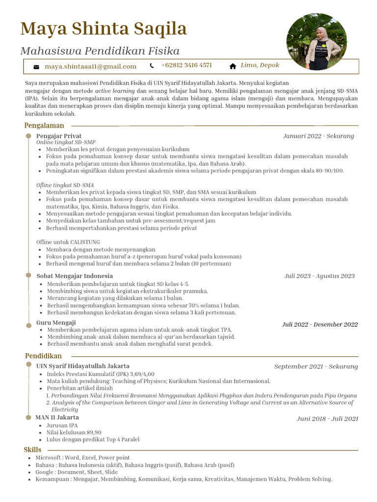 Maya Shinta - CV Mengajar 2024 | PDF