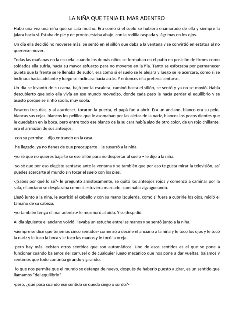 La niña y el mar adentro | PDF