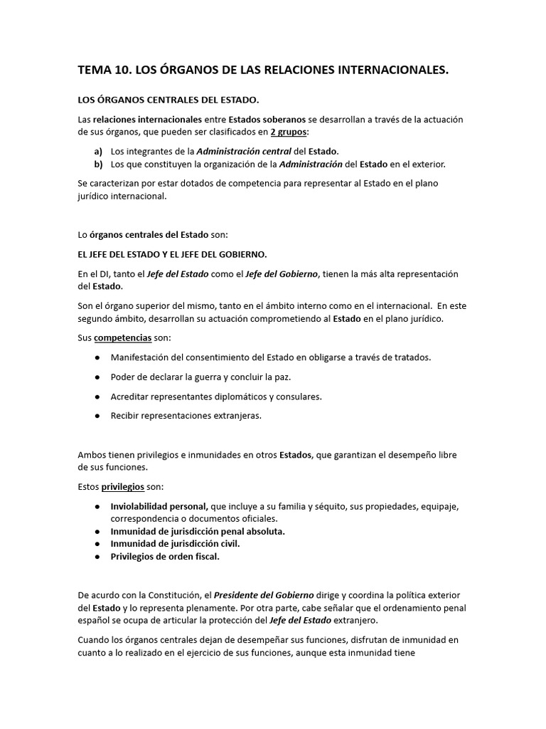 Tema 10 Dip | PDF | Cónsul (representante) | Diplomacia