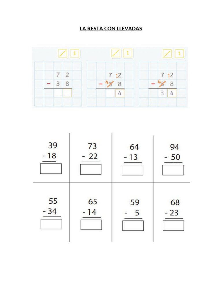 La Resta Con Llevadas | PDF