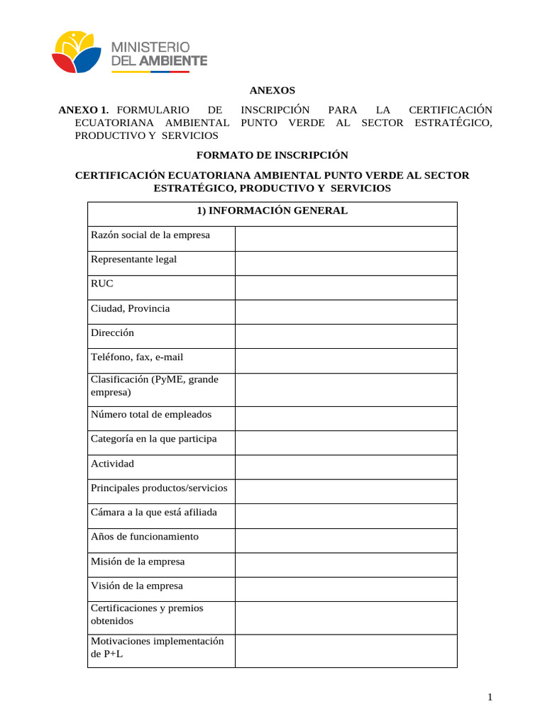 Formulario de Inscripción Certificación Ambiental | PDF | Residuos ...