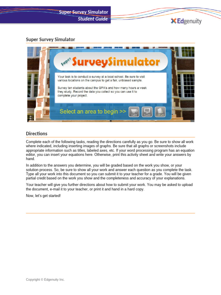 Survey Simulator - Student Guide | PDF | Scatter Plot | Errors And ...
