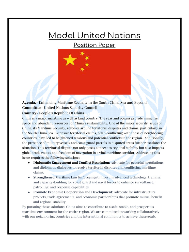 Position Paper For MUN (CHINA) | PDF