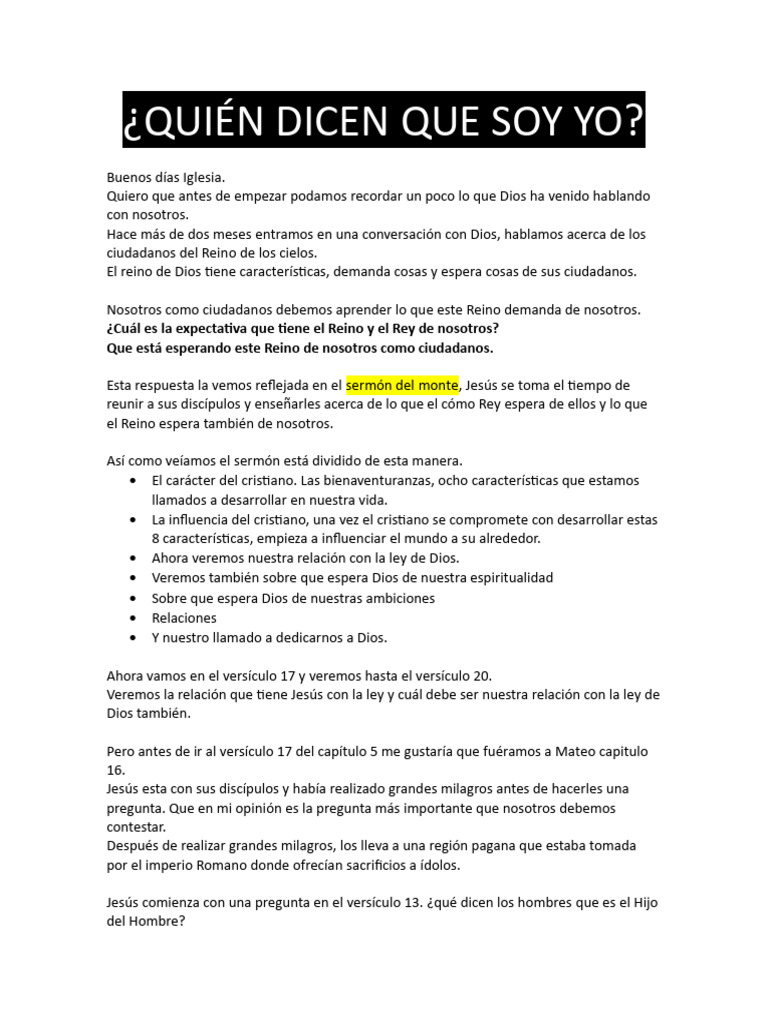 Quién Dicen Que Soy Yo | PDF | Jesús | Pecado