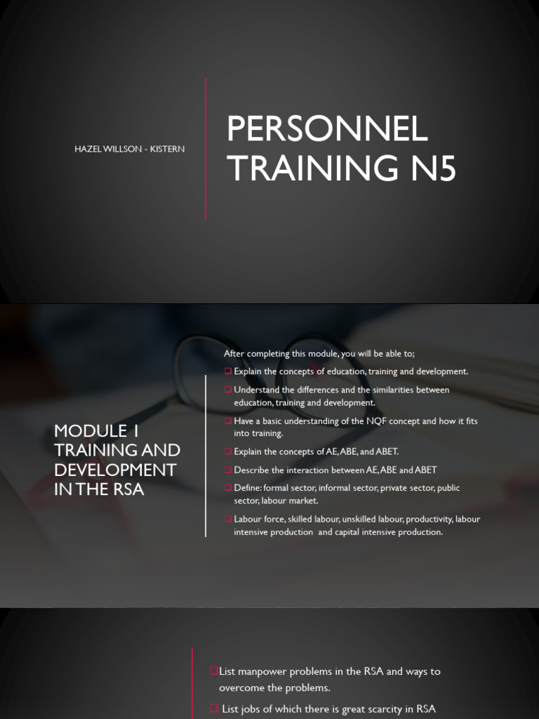 TRAINING & Development in The RSA - MODULE 1 | PDF | Labour Economics ...