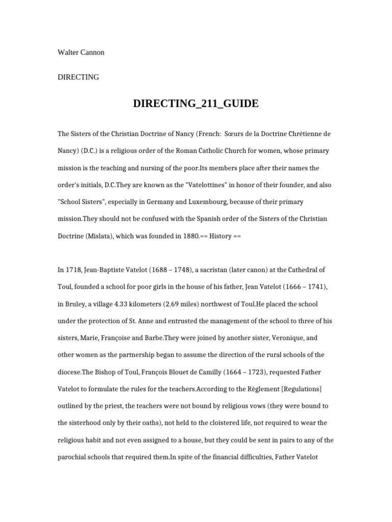 Directing 211 Guide | PDF | Catholic Church