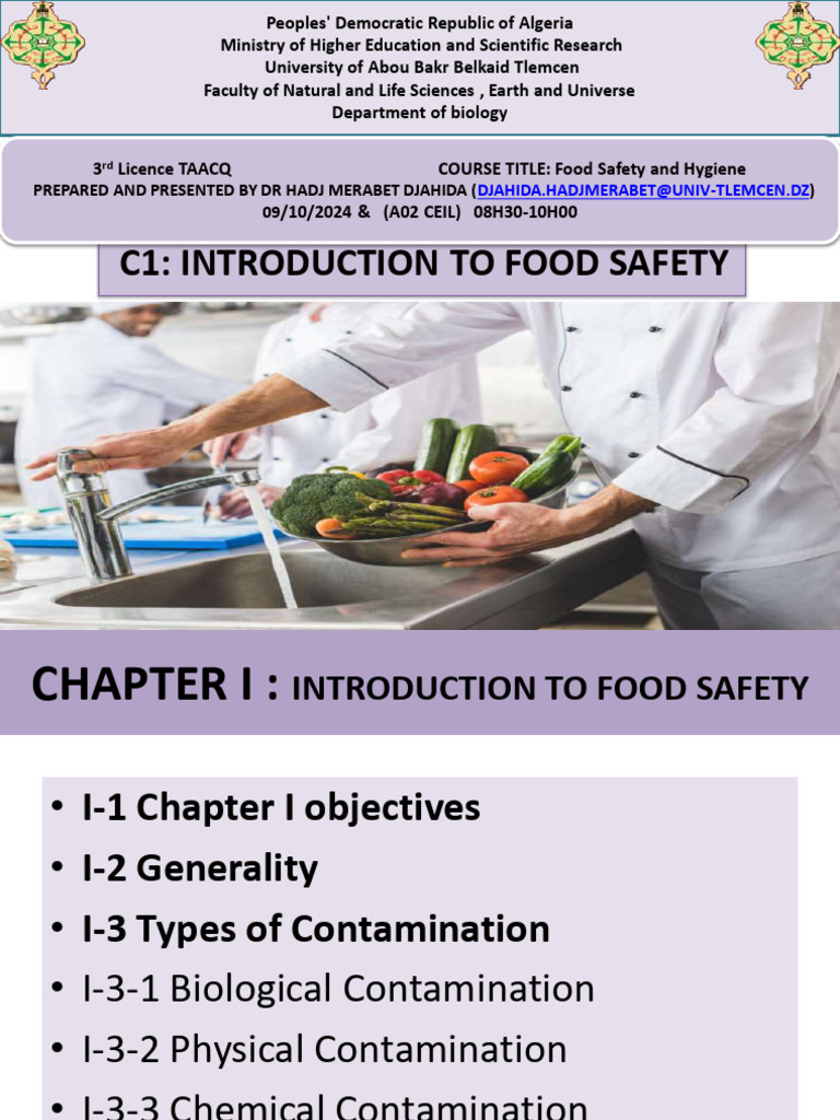 C1 Introduction To Food Safety 24 25 1 | PDF | Food Safety | Foods