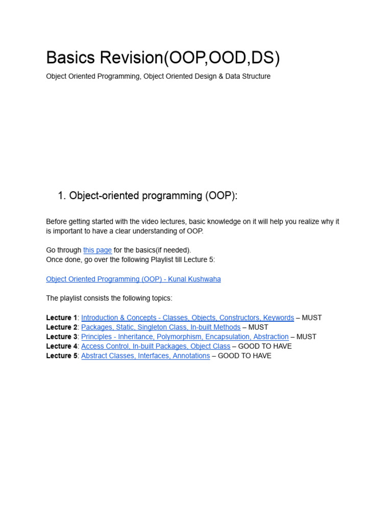 Bscs Basics Revision Pdf Object Oriented Programming Class Computer Programming