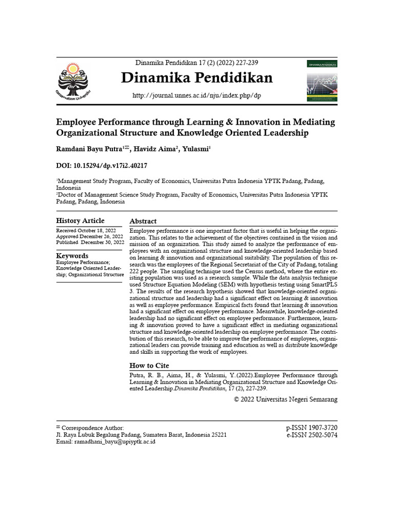 Employee Performance On Knowledge Oriented Leadership | PDF | Leadership | Structural Equation ...