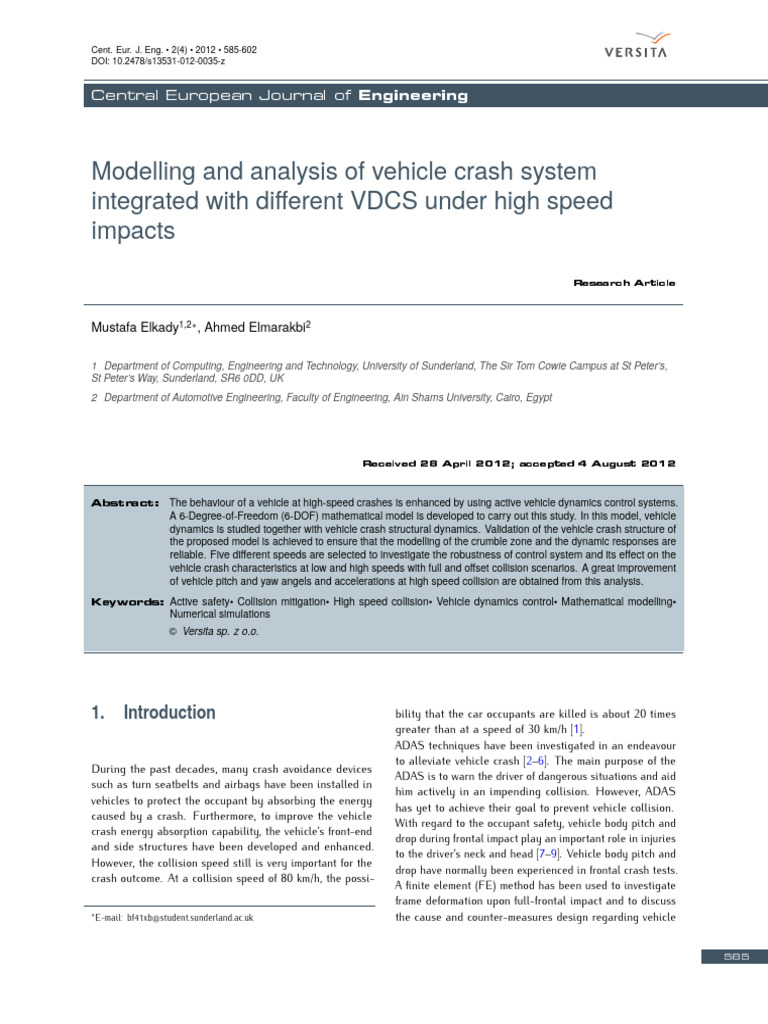 Modelling and Analysis of Vehicle Crash System Integrated With ...