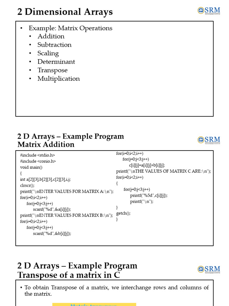 DSA - Unit1 - U-5 | PDF | Matrix (Mathematics) | Determinant