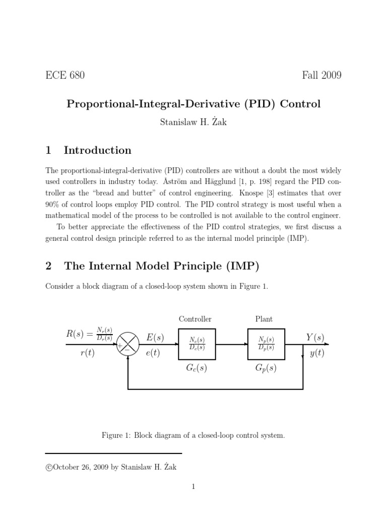 Pid Handout Pdf Control Theory Complex Number