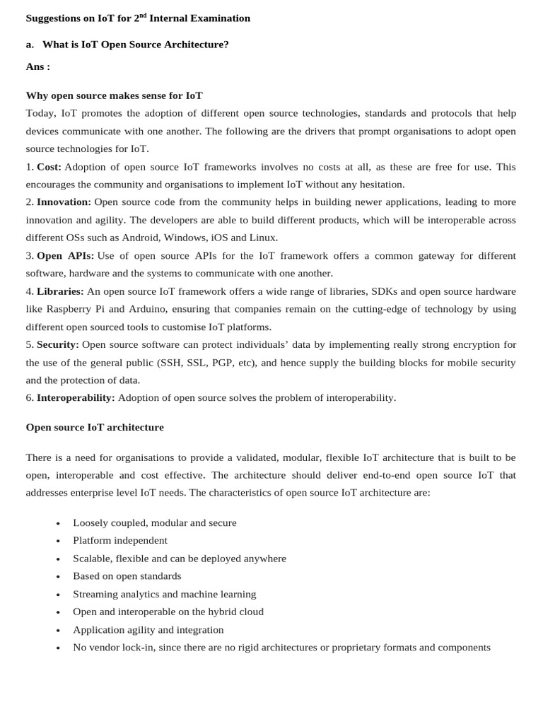Suggestions On IoT For 2nd Internal Examination | PDF | Arduino | Internet Of Things