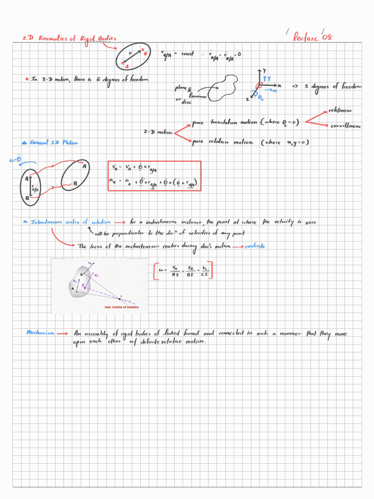 ME1033 Lecture 08 (Kinematics of Rigid Bodies) | PDF