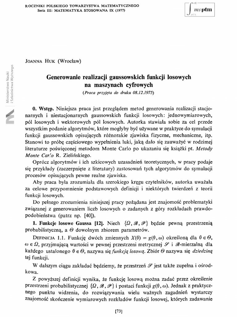 Generation of Realizations of Gauss | PDF