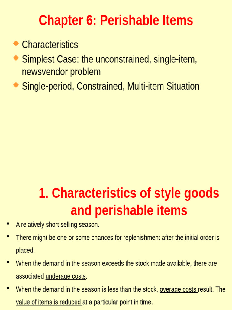 Perishable Item Inventory Management | PDF | Marketing | Economics