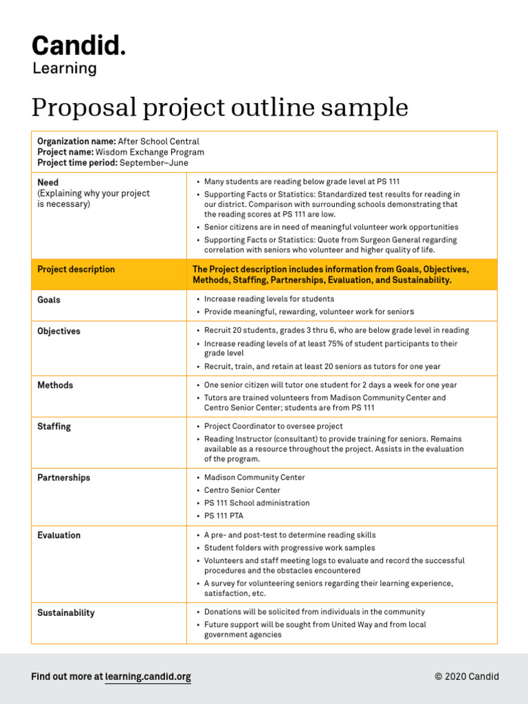 Proposal Outline Sample | PDF | Volunteering | Statistics