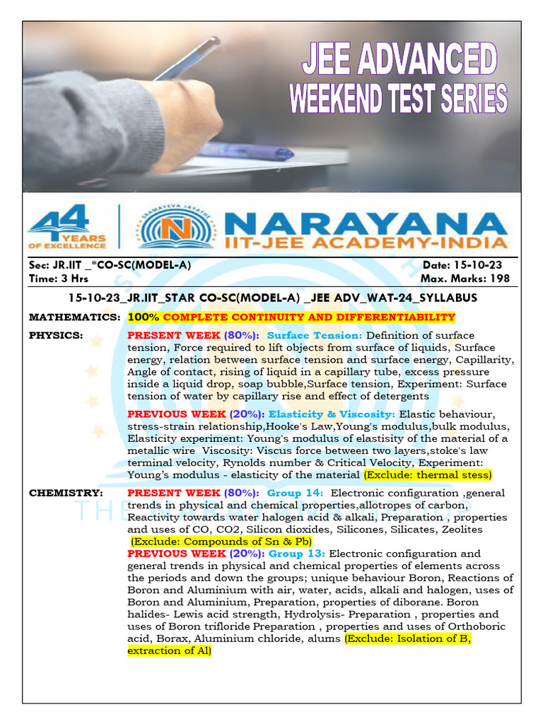 JEE Advanced Model Paper: Physics, Chemistry, Math | PDF | Silicon ...