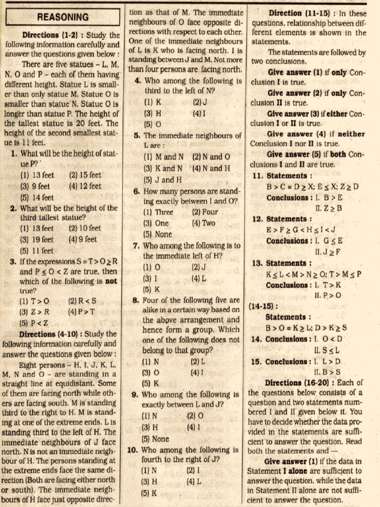 JEECUP Reasoning Previous Paper | PDF