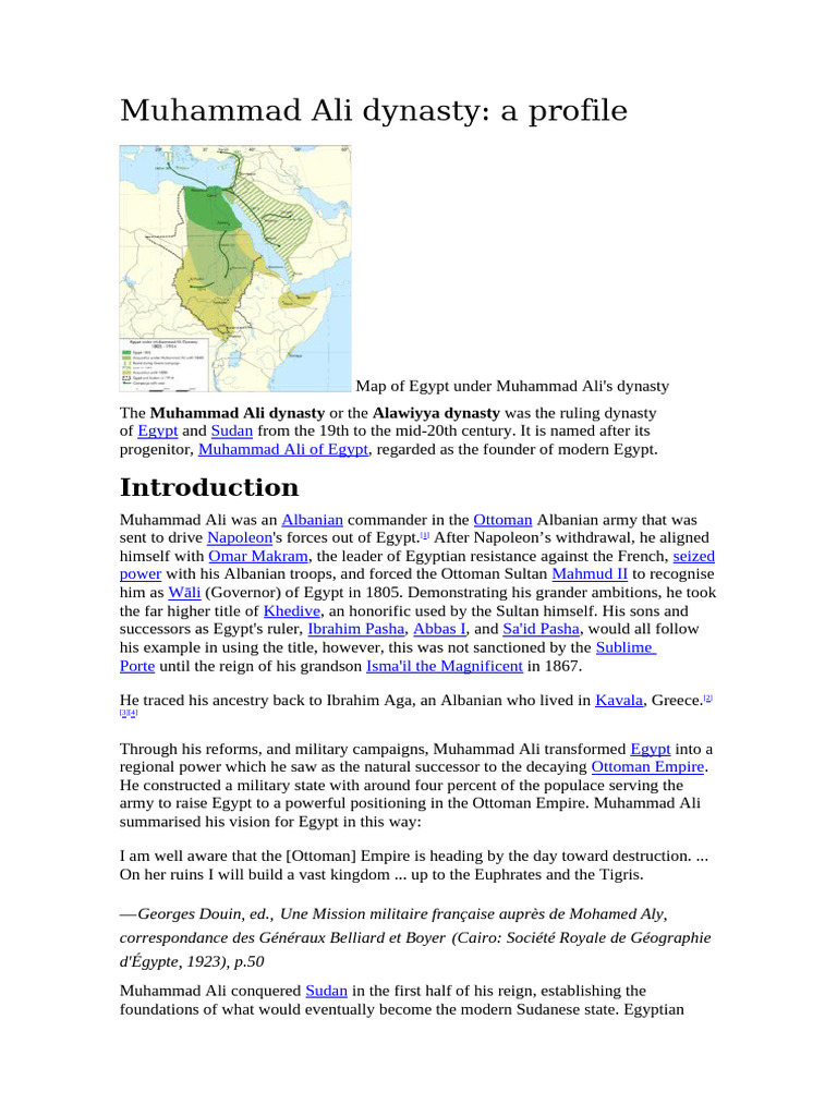Muhammad Ali Dynasty. A Profile | PDF | Government Of Egypt | Egypt