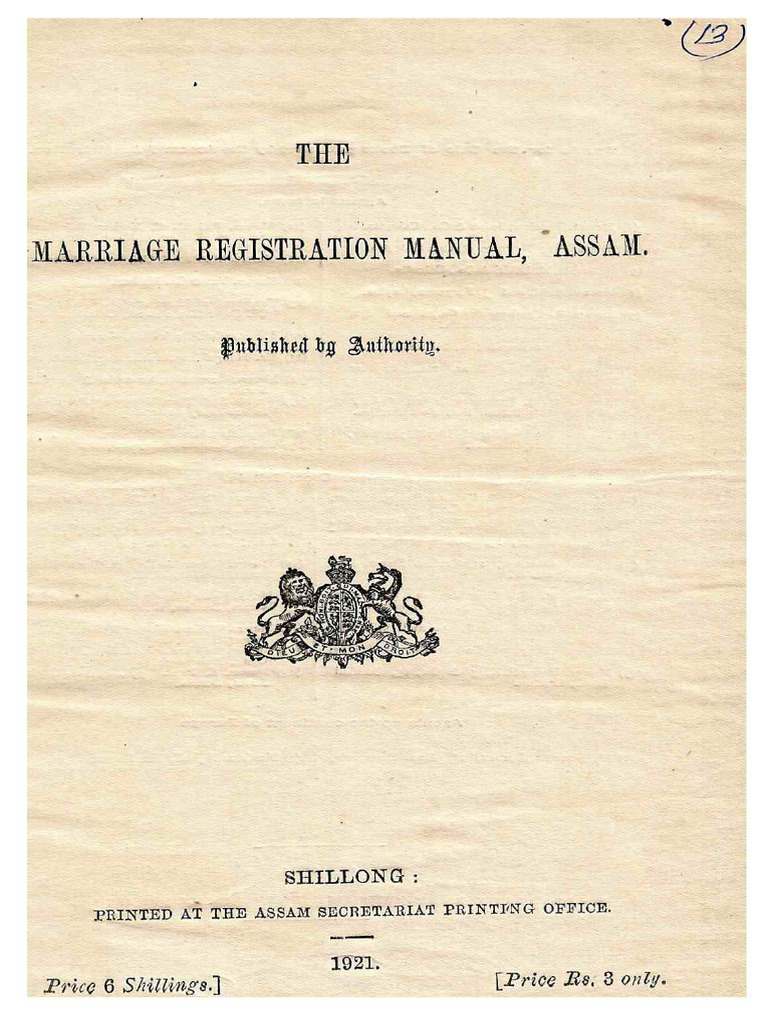 The Marriage Registration Manual, Assam | PDF