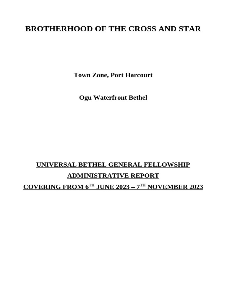 Brotherhood of the Cross and Star Report | PDF