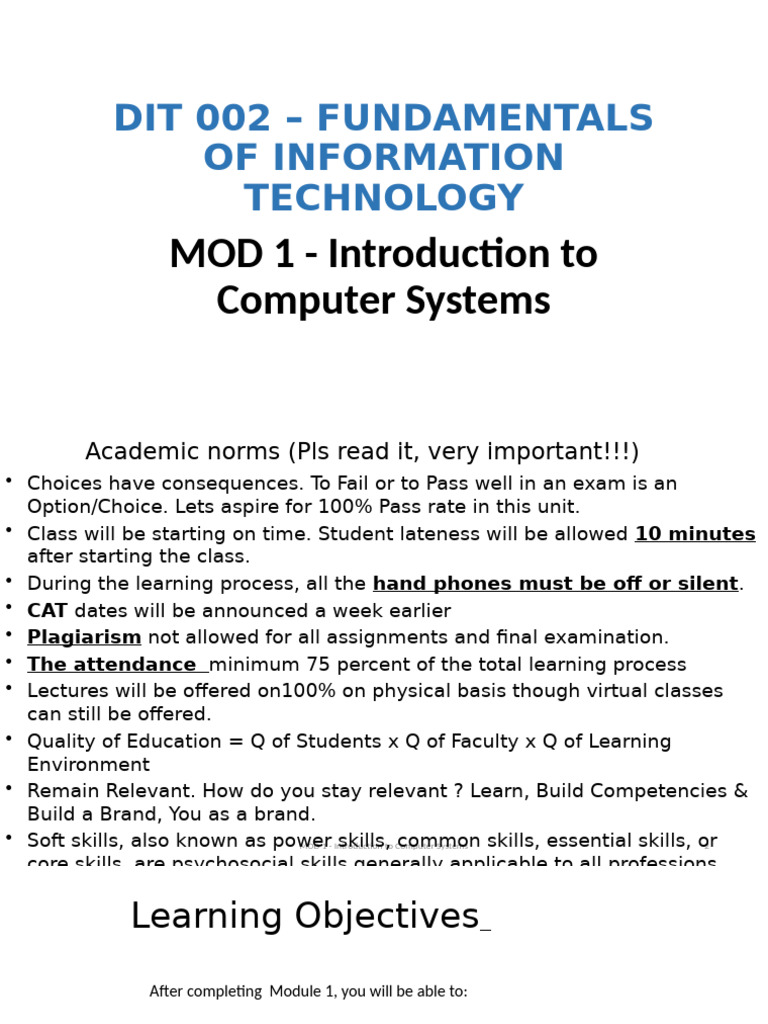 Mod 1 Introduction To Computer Systems Pdf Computer Data Storage Computer Hardware