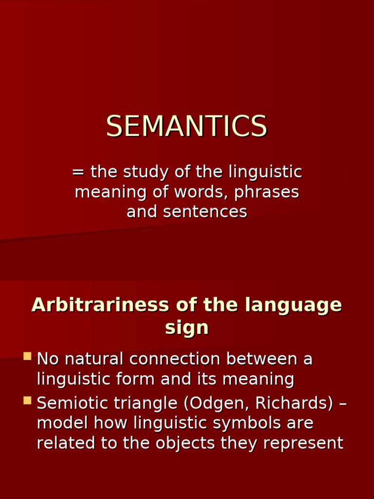 Semantics | PDF | Semiotics | Linguistics
