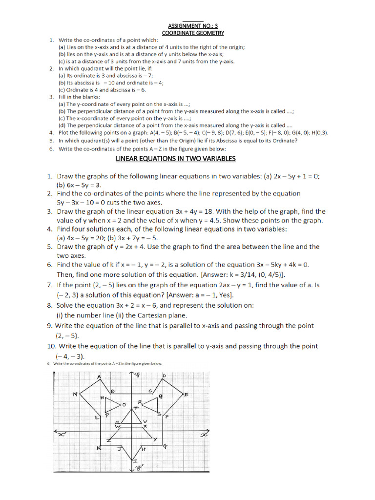 Coordinate Geometry&Linear Equations | PDF