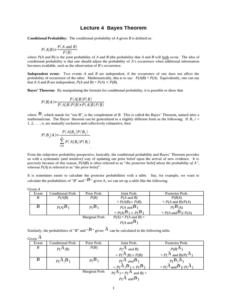 4 Bayes Theorem Pdf Theorem Probability