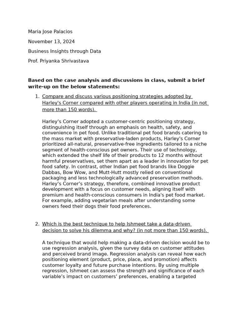 Maria Jose Palacios - Case Reflection | PDF | Brand | Regression Analysis