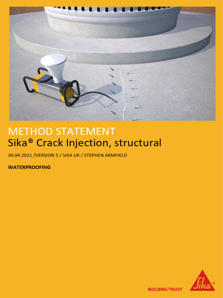 Method Statement Sika Crack Injection Structural V5 | PDF | Pump | Waste