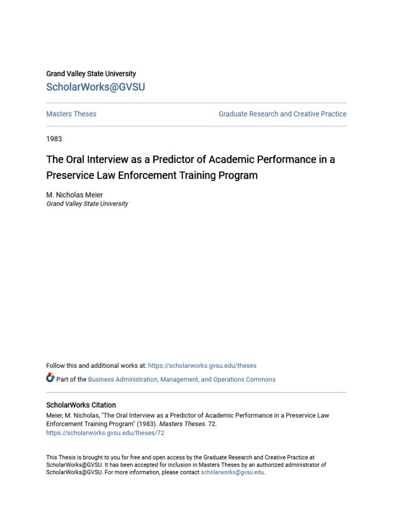The Oral Interview As A Predictor of Academic Performance in A PR | PDF ...
