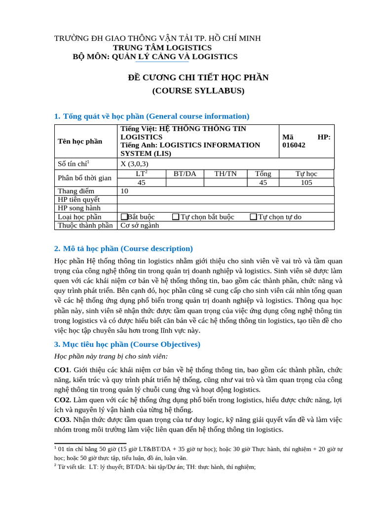 ĐCCT HTTT Logistics | PDF