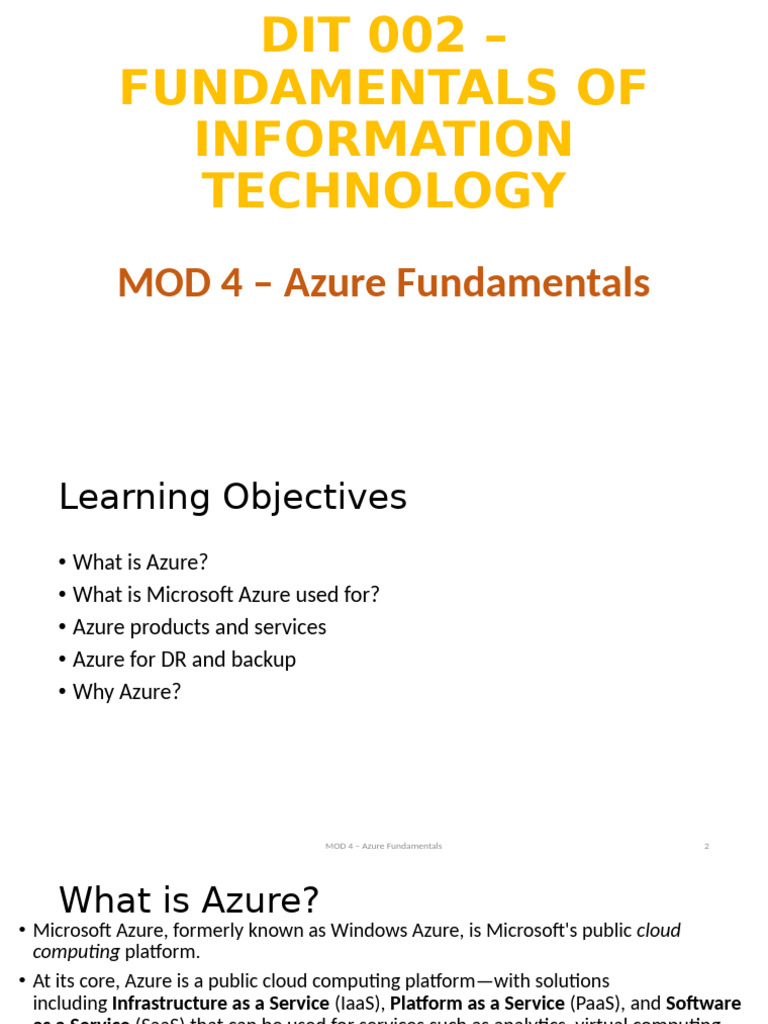 MOD 4 - Azure Fundamentals | PDF | Microsoft Azure | Cloud Computing
