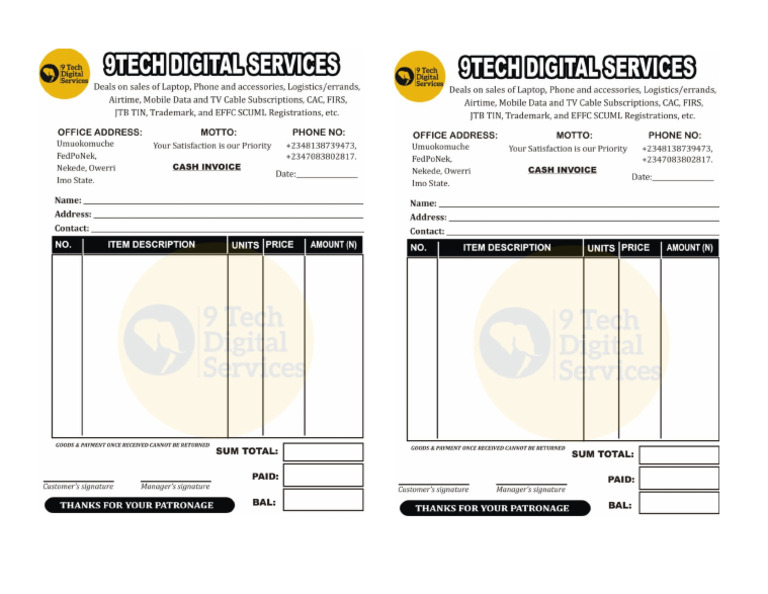 9tech Digital Services Invoice | PDF
