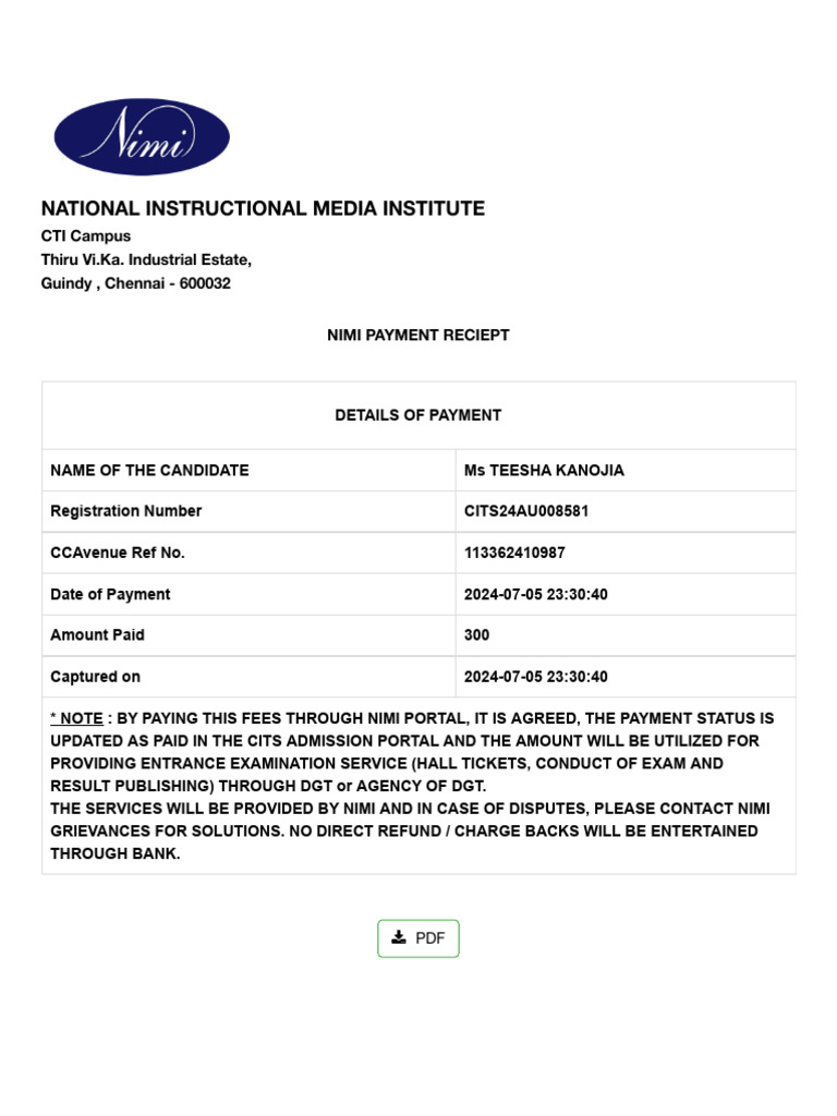 Fees Reciept | PDF