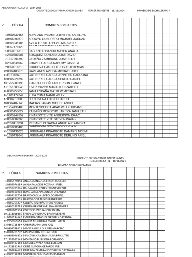 Nominas 1eros de Bachi | PDF