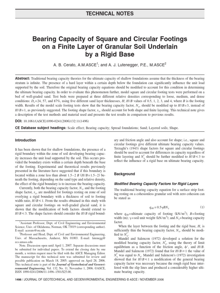 382-Bearing Capacity of Square and Circular Footings On A Finite Layer ... 382-Bearing Capacity of Square and Circular Footings On A Finite Layer ...