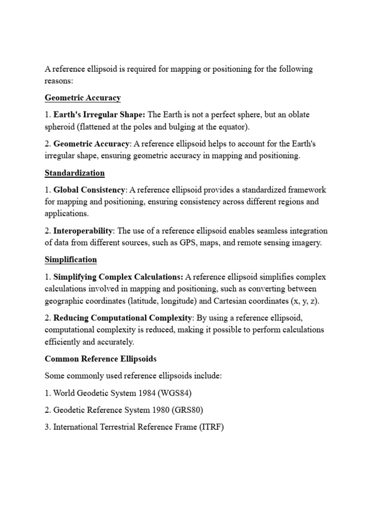 Geometric Accuracy Earth's Irregular Shape: Geometric Accuracy Standardization Global ...