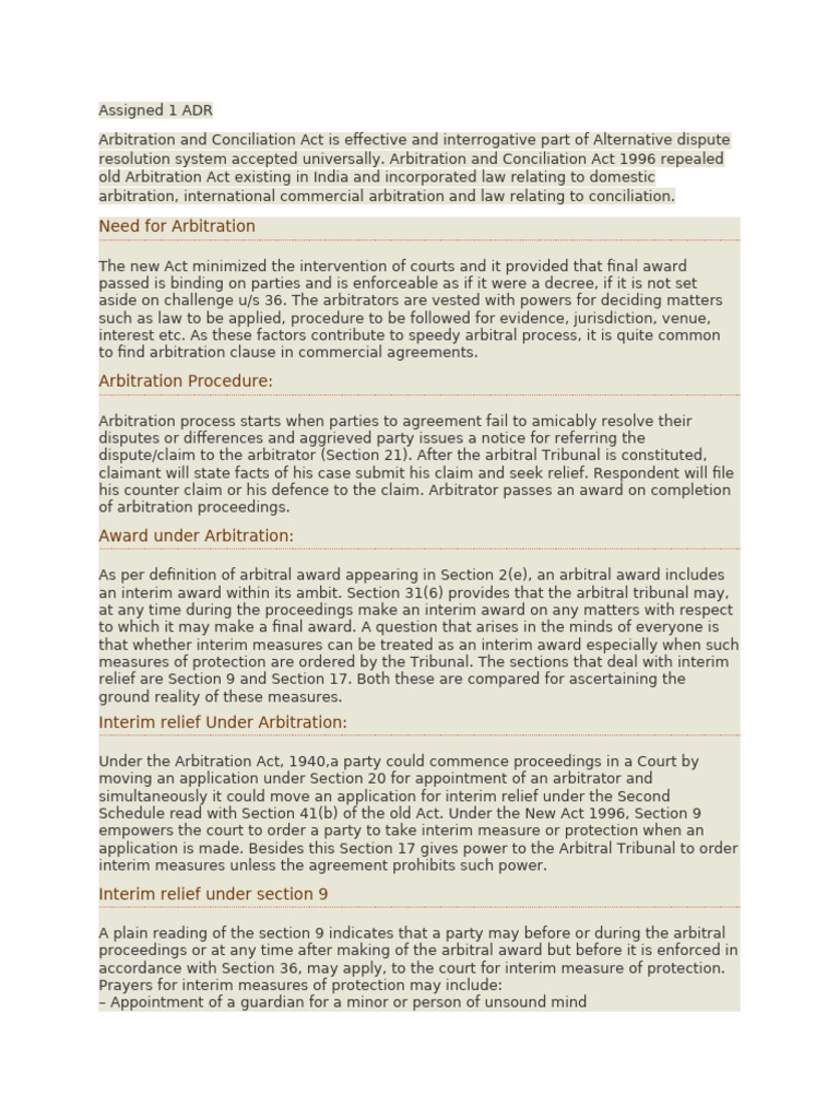 Adr 5th Sem Project Material | PDF | Arbitration | Negotiation